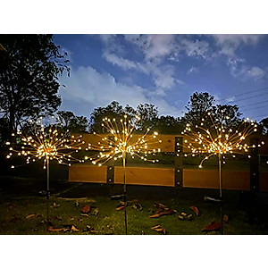 Yulaiyoen Solar Lights Outdoor Starburst Fairy Garden Pathway Lights, 2 Pack Solar Powered Firework Lights 150 LEDs Waterproof Garden Solar Lights Ornaments for Fence Flowerbed Lawn Patio Backyard
