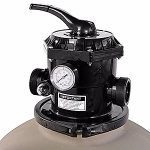 XtremepowerUS 24" Above Inground Swimming Pool Sand Filter System 7-Way Multi-Port Valve Pool Filter up to 29,400 Gallons with Stand