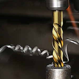 Monster & Master Titanium Plated Drill Bit Set, 21-Piece, High-Speed Steel Gold Drill Bits with 135 Degree Split Point Tip, 1/16" to 3/8", MM-TP-002