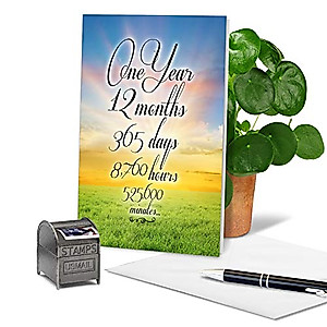 NobleWorks - 1 Year Recovery Anniversary Card (5 x 7 Inch) with Envelope - Encouragement Milestone Birthday Notecard, AA Recognition Stationery - Year Time Count 1 C9083AAG