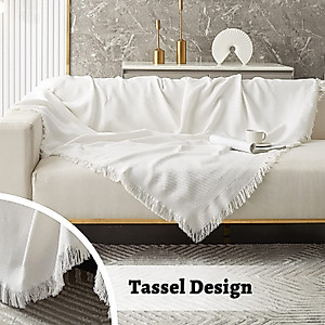 MYSKY HOME Couch Covers for 2 Cushion Couch Sofa Slipcovers Geometrical Sofa Covers for Living Room Sectional Sofa Covers for Dogs (X-Large, 71" x 118", White)