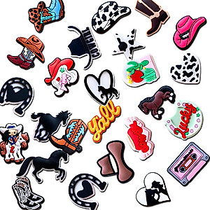 Wlyosvje 25 40PCS Cowgirl Shoe Charms Decoration for Clog Sandals, Western Charms Accessories (25)
