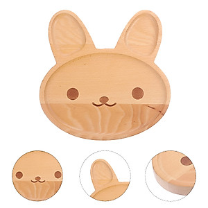 BESTOYARD Easter Bunny Plate Wooden Serving Platter Bunny Shaped Wood Tray Easter Rabbit Plates Appetizer Platter Bread Salad Display for Parties Holidays Family Dinners and More
