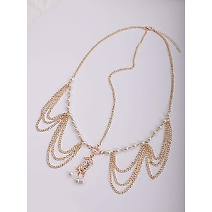 Chargances Women Head Chain Gold-tone Rhinestone Crystal Bridal Head Chain Wedding Hair Accessorie Indian Costume Jewelry Egyptian Headband Belly Dance or 1920s Fashion Style Party Headpiece for Women