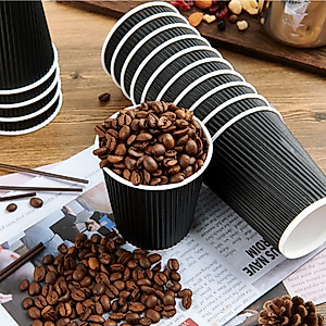 JollyPack 120 Pack 8 oz Paper Coffee Cups, Disposable Coffee Cups, Black Hot Beverage Cups with Ripple Wall Design, Hot Beverage Cups Suitable for Birthday,Party and any occasions