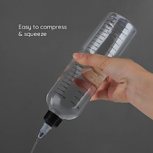 Segbeauty 16.9oz Hair Dye Bottles, Measured Twist-On Top Tip Cap Hair Color Squeeze Bottle with Ratio Graduated Scale, 2pcs 500ml Refillable Empty Hair Color Applicator Bottle Dyeing Tool Transparent