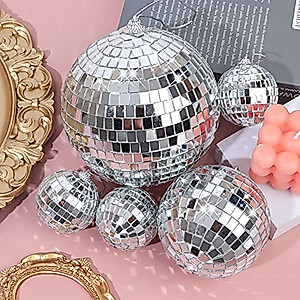 Ujuuu 8 Pieces Mirror Disco Balls Silver Hanging Disco Light Mirror Ball for Retro Party, Fun Party, Home Bands Decorations