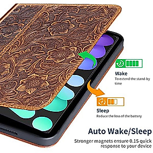 Gexmil for Ipad Mini 6 CASE 8.3 inch Case 2021,Genuine Leather Ipad Mini 6th Generation Cover,Made from Real Leather Cowhide(Brown)