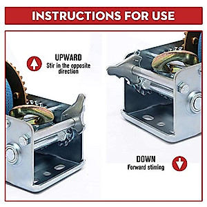BULLETSHAKER 3200LBS Polyester Strap 2 Gear Hand Winch Hand Crank Gear Winch ATV Boat Trailer