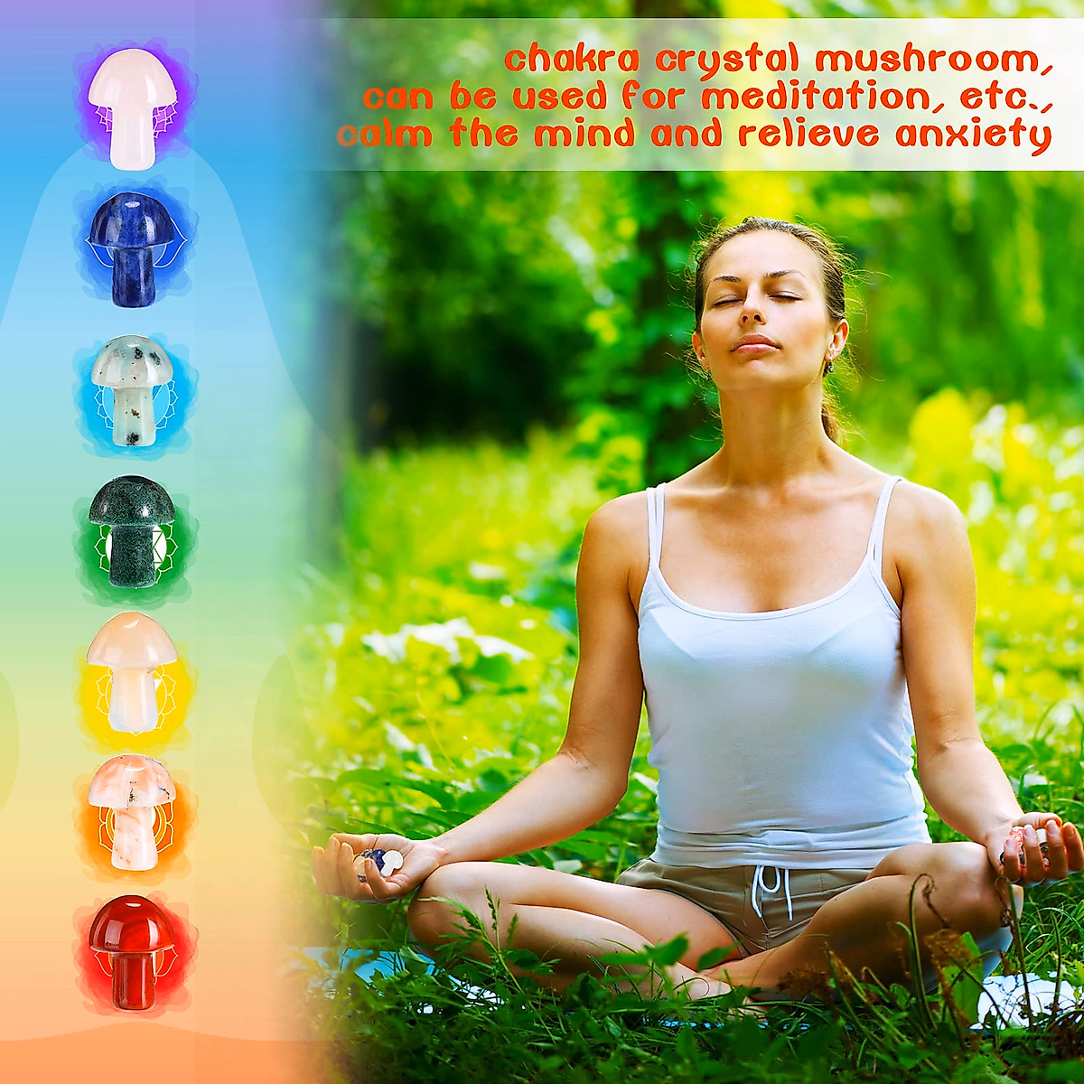 Nuanchu 20 Pcs Crystal Mushroom Sculpture Decor Hand Making Mini Mushroom Worry Stones Crystals Bulk Gemstone Quartz Mushroom Decor for Witchcraft Christmas DIY Meditation(Vivid Style)