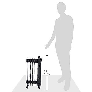Amazon Basics Portable Radiator Heater with 7 Wavy Fins, Manual Control, Black, 1500W