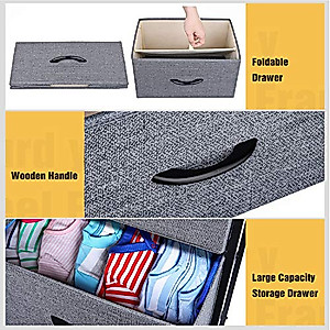 Yesker Nightstand with 2 Fabric Drawers - Sturdy Steel Frame, Small Dresser Storage Tower Organizer Unit for Child Room Bedroom Hallway Entryway Closets, Wide Wood Top, Easy Pull Handle Black Grey