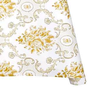 Yifely Gold Damask Self Adhesive Shelf Drawer Liner Decorative Storange Organizers Cabinets Lining Paper Easy to Remove 17.8 Inch by 9.8 Feet