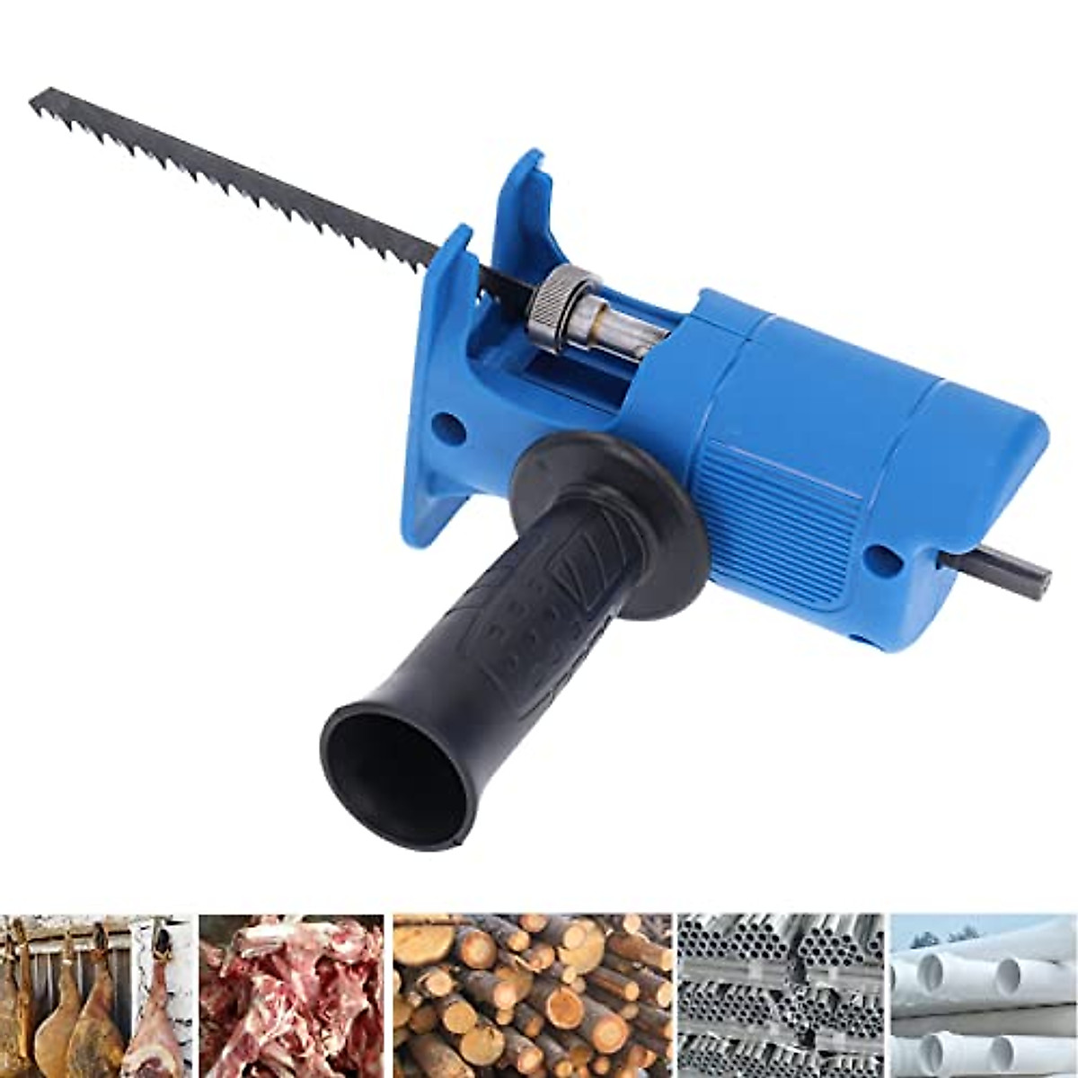 Reciprocating Saw Attachment, Portable Reciprocating Saw Adapter Electric Drill Modified Tool Jig Saw Attachment Hand Tools with 3 Saw Blades for Wood Metal Plastics Cutting