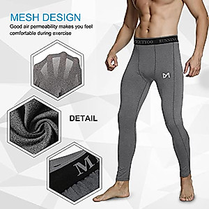 MEETYOO mens for Men, Cool Dry Sports Workout Running Tights Leggings Compression Pants, 3pcs-c, Large US