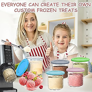 OYUPSX Creami Ninjia, Ice Cream Containers, Replacement Pints and Lids for Ninja Creami, Compatible with NC299AMZ & NC300s Series Ice Cream Maker. BPA Free, Safe Leak Proof, Dishwasher Safe (4 pcs)