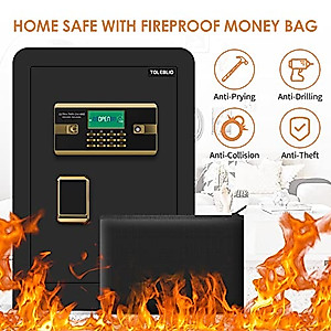 2.4 Cu ft Large Home Safe Fireproof Waterproof, Digital Security Safe Box with Combination Lock and Removable Shelf, Electronic Safe for Home Firearm Medicine Money Documents Valuables