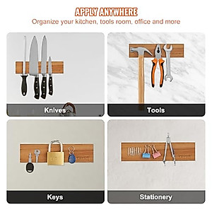 VEVOR Magnetic Knife Holder 10", Enhanced Strong Magnet, No Drilling Knife Strips Organizer for Wall, Multifunctional Storage Acacia Wood Knives Rack Kitchen Bar Knives Christmas Crafts Xmas Gift