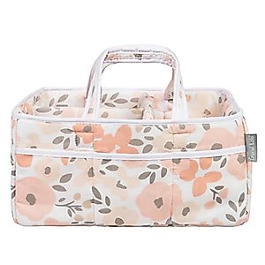 Trend Lab Blush Floral Storage Caddy for Diaper Changing and Organizer for Newborn Essentials, 12 in x 6 in x 8 in (103701)