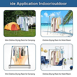 Fragraty Portable Clothes Rack, 15-35in Stainless Steel Foldable Garment Rack Collapsible Small Folding Clothing Rack + 10 Mini Clothes Hangers for Dance,Travel,Camping, Drying,RV, Indoor, Outdoor