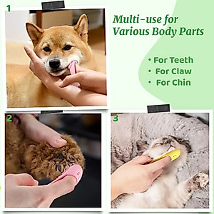 FELISTORY Dog Finger Brush Toothbrush Kit - Ergonomic Design, No Gum Damage, Soft Silicone Easily Clean Teeth Dirt- Suitable for Dental Care for Puppies, Cats and Small Pets (5)