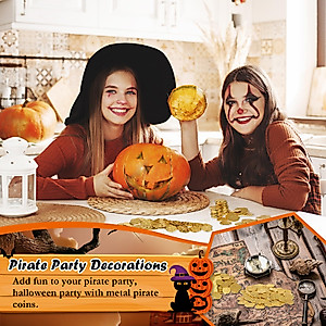 Hanaive 50 Pcs Metal Pirate Coins Spanish Doubloon Replicas Pirate Treasure Metal Tokens Fake Play Coins for Kids Board Games Pirate Party Cosplay (Gold)