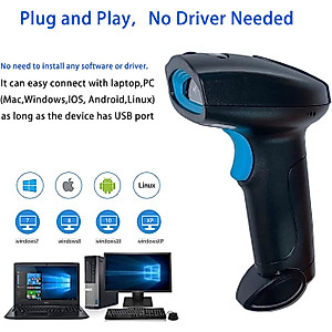 Wireless Bluetooth Barcode Scanner Automatic 2D QR Code Scanner Wireless for POS System, 1D PDF417 Screen Scanning Barcode Reader for Warehouse Inventory,Supermarket,Retail Shop