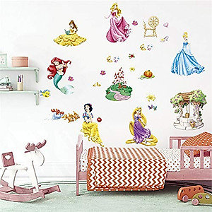 ufengke Princess Mermaid Wall Stickers Castle Wall Decals Art Decor for Bedroom DIY