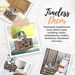 Autumn Alley Barn Door Rustic Salt and Pepper Shakers Set in Wood and Galvanized Caddy | Farmhouse Salt and Pepper Shakers For Rustic Kitchen Decor | Rustic Kitchen Accessory for your Country Kitchen