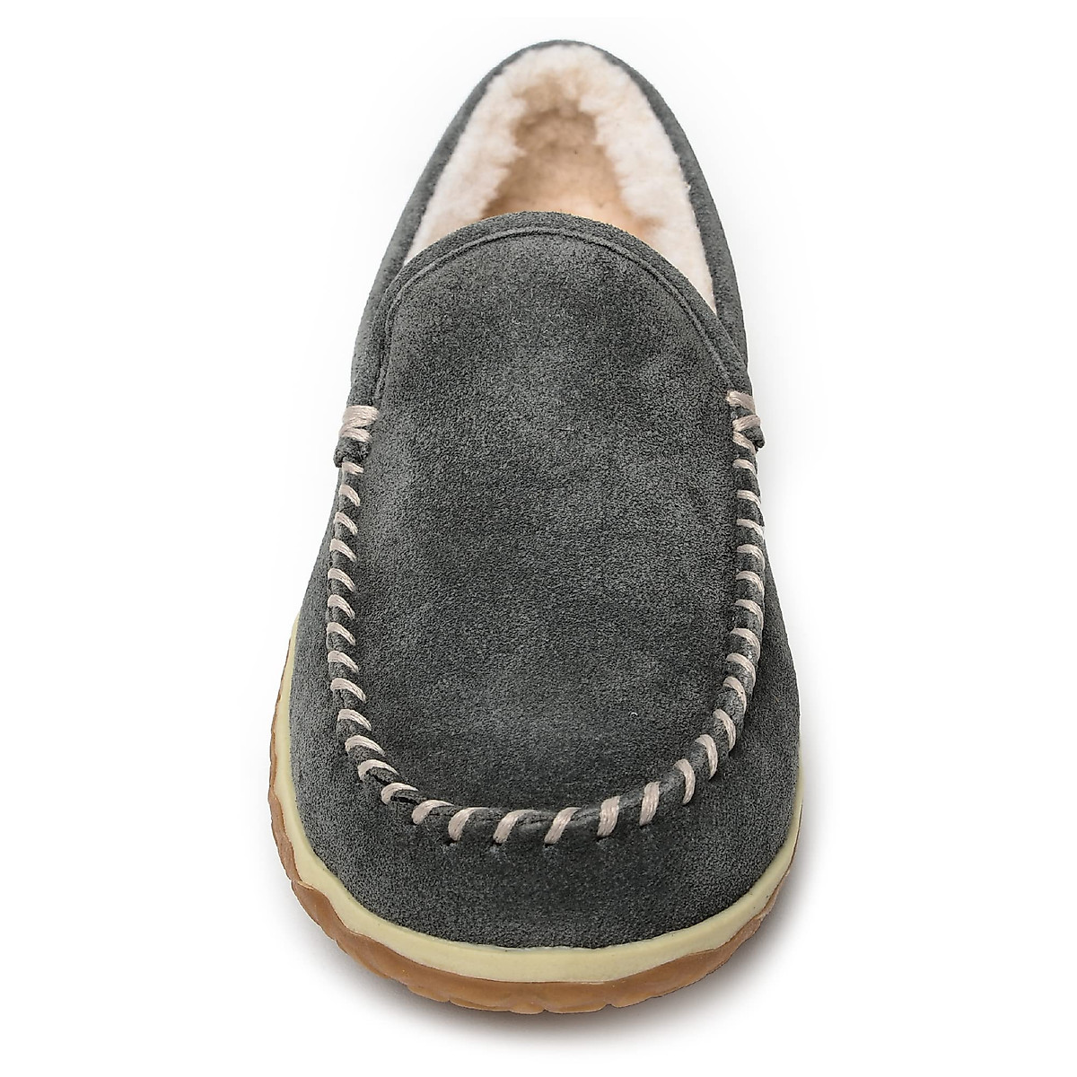 Minnetonka Mens Tilden Moccasin Slippers, Grey, Size 10