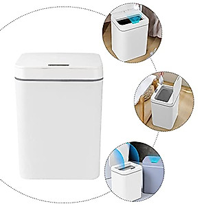 Baluue Intelligent Inductive Trash Can- Electric Contactless Garbage Can with Automatic Open Close Lid, 16Liter Rechargeable Automatic Induction Dustbin for Kitchen Home Office Bedroom (White)