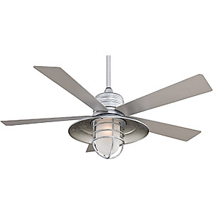 Minka-Aire F582-GL Rainman 54 Inch Outdoor Ceiling Fan with Integrated Caged Light in Galvanized Finish