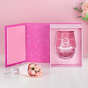 Swanfort 60th Birthday Gifts for Women,1964 Wine Glass For 60 Years Old Birthday Gift,60th Birthday Decorations for Her, 60th Birthday Gifts Ideas for Woman,Sister, Mom and Lovers with Gift Box