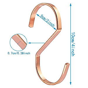 WHYHKJ 12pcs 4" Rose Gold Chrome Finish Stainless Steel Hanging Hooks Heavy-Duty S Hooks Home Storage Organizers Accessories