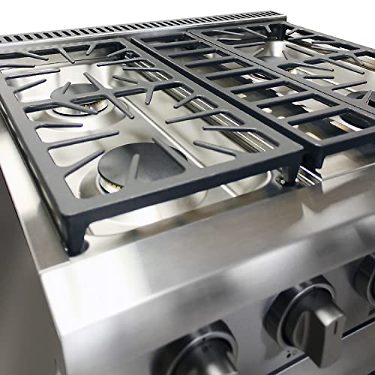 BRAMA Gas Range with 4 Burner Cooktop, Freestanding 30-Inch with Porcelain Convection Oven and Broil Function, Continuous Grates with Stainless Steel Construction, 4.2 Cu.Ft., Metallic