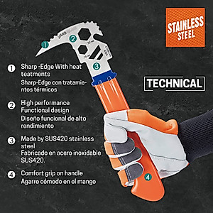 YARDMARIS Hookaroon 13.5 Inch Stainless Steel Pickaroon for Log Pulling and Moving Wood Firewood Tool