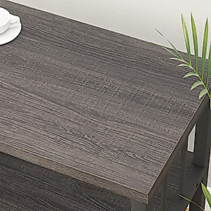 IBF Industrial 5 Cube Storage Organizer Bookshelf, Rustic Low Horizontal Book Shelf, Metal and Wood Cube Bookcase for Bedroom, Modern Wide Cubby Shelf for Living Room Home Office, Dark Grey Oak, 47 In