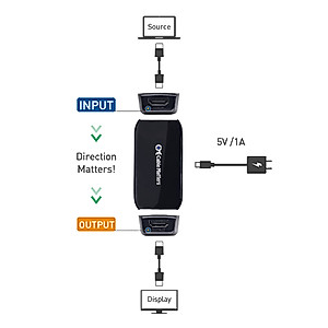 Cable Matters Active HDMI to HDMI Repeater (Female to Female HDMI 2.0 Signal Booster) with 4K 60Hz Resolution and HDR for Blu-ray Player, HDTV, HTC Vive, Oculus Rift VR Headset and More