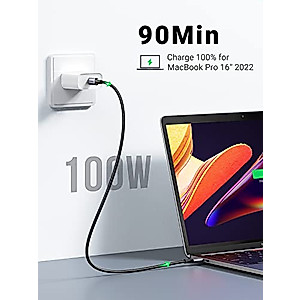 UGREEN 100W USB C to USB C Cable 2-Pack Type C Fast Charging Cable Compatible with MacBook Pro 2022, iPad Pro 2022, iPad Air 5, Samsung Galaxy S23/S22 Ultra, Pixel, PS5, Switch, etc. 3.3FT