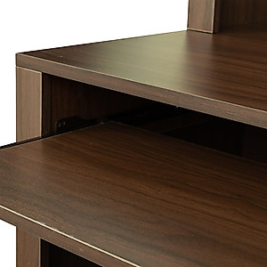 JINS&VICO Computer Desk with Drawers Bookshelf and Keyboard Tray,Wood Executive Desk with Hutch,Teens Student Desk, Modern Style Writing Laptop Home Office Desk,Computer Desk with Walnut Finish