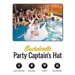 Bachelorette Party Captain's Hat - Cute Bride to Be Nautical Bachelorette Hat | Fun Bridal Shower Accessories Decor Wedding (with Veil) White