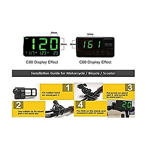 kingneed HUD Original Universal GPS Head Up Display Speedometer Odometer Car Digital Speed Display MPH Over Speed Alarm Car Clock for All Vehicles C60S/C80/C90
