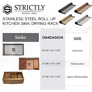 Strictly Sinks Stainless Steel Dish Drying Rack – Gold 21 X 13 Inches Roll Up Dish Drying Rack – Multipurpose Foldable Over The Sink Kitchen Drainer, Countertop Cooling Rack