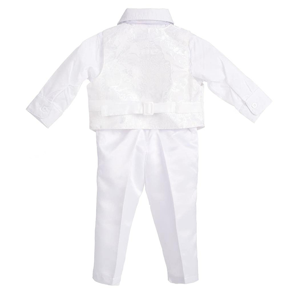 Lito Angels Baby Boys White Suit Christening Clothing Baptism Outfits with Bonnet Long Sleeve Floral Size 9-12 Months