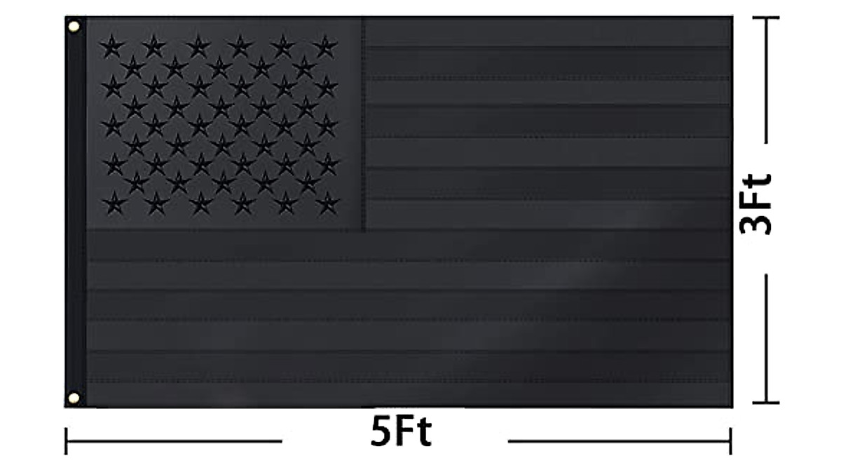 DZSM All Black USA Flag - 3x5 Ft, Double Sided