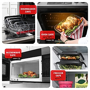 Eatex 4-Pack Glass Food Storage Containers with Lids, Baking Pans Set, Glass Baking Dishes for Oven | Leakproof Casserole Dish Lasagna Pan, Kitchen Serving Dishes| Oven Microwave Freezer Safe Bakeware