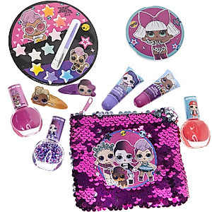 Townley Girl L.O.L Surprise Ultimate Makeover Set with over 20 Pieces, Including Lip Gloss, Nail Polish, Press-On Nails, Nail Stickers and Reversible Sequin Bag, Ages 5+