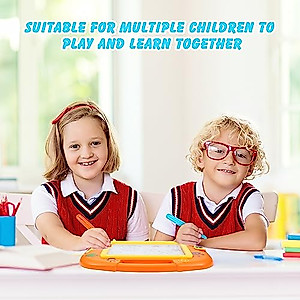 Qilery 12 Pcs Replacement Stylus Magnetic Drawing Pen Magnet Replacement Pens with Rope Educational Toys for Magnetic Drawing Board Magnapad Writing Tablet A to Z and Numbers 0-9, Blue Yellow Orange