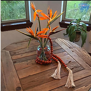 Boho Wooden Beads Garland with Tassels / 90” / Shelf décor/Coffee Table décor/Fall Decor/Farmhouse/Halloween/Thanksgiving décor/Drapery tieback