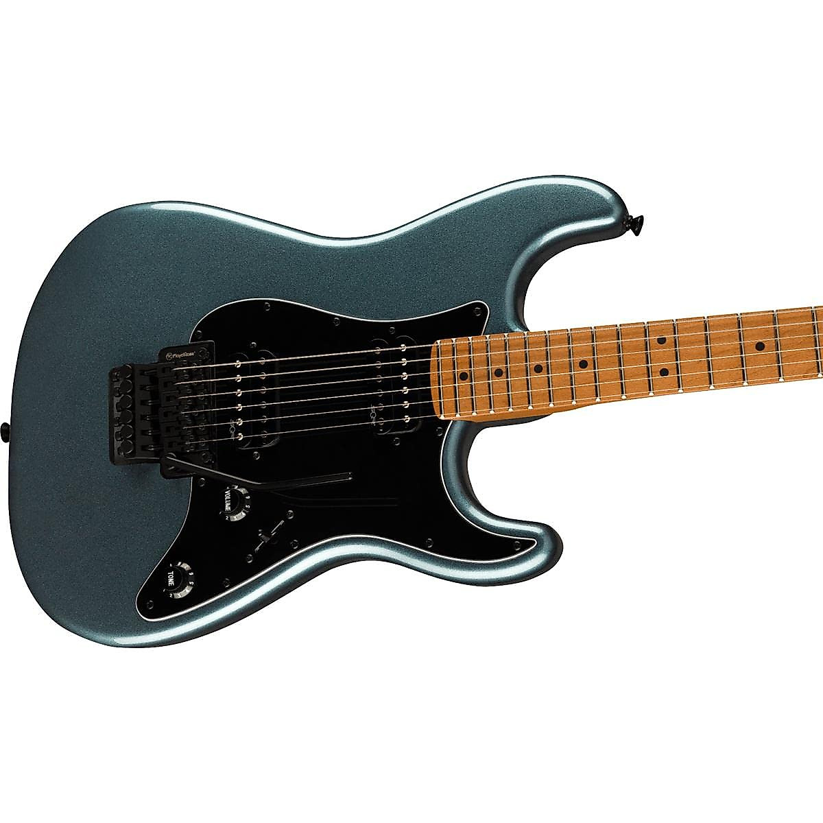 Squier Contemporary Stratocaster HH Floyd Rose Electric Guitar, with 2-Year Warranty, Gunmetal Metallic, Roasted Maple Fingerboard